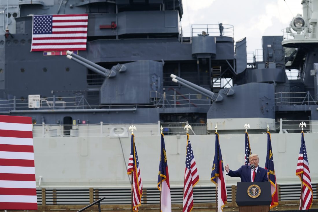 Trump takes jab at Biden during V-J Day visit to battleship | News ...
